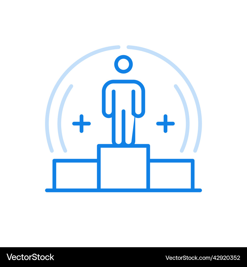 Competition winner line icon achieving Royalty Free Vector