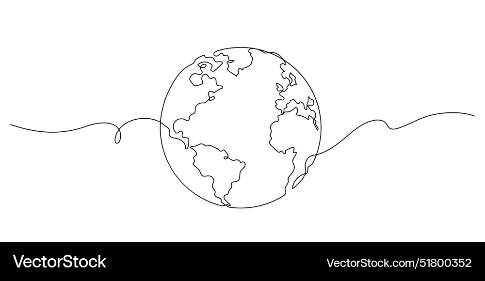 Continuous Line Earth Globe Royalty Free Vector Image