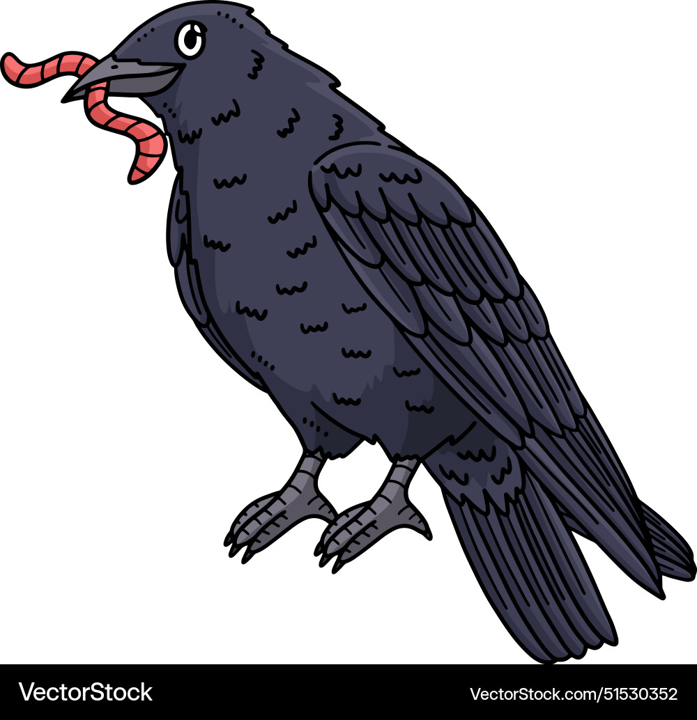 Crow bird cartoon colored clipart Royalty Free Vector Image