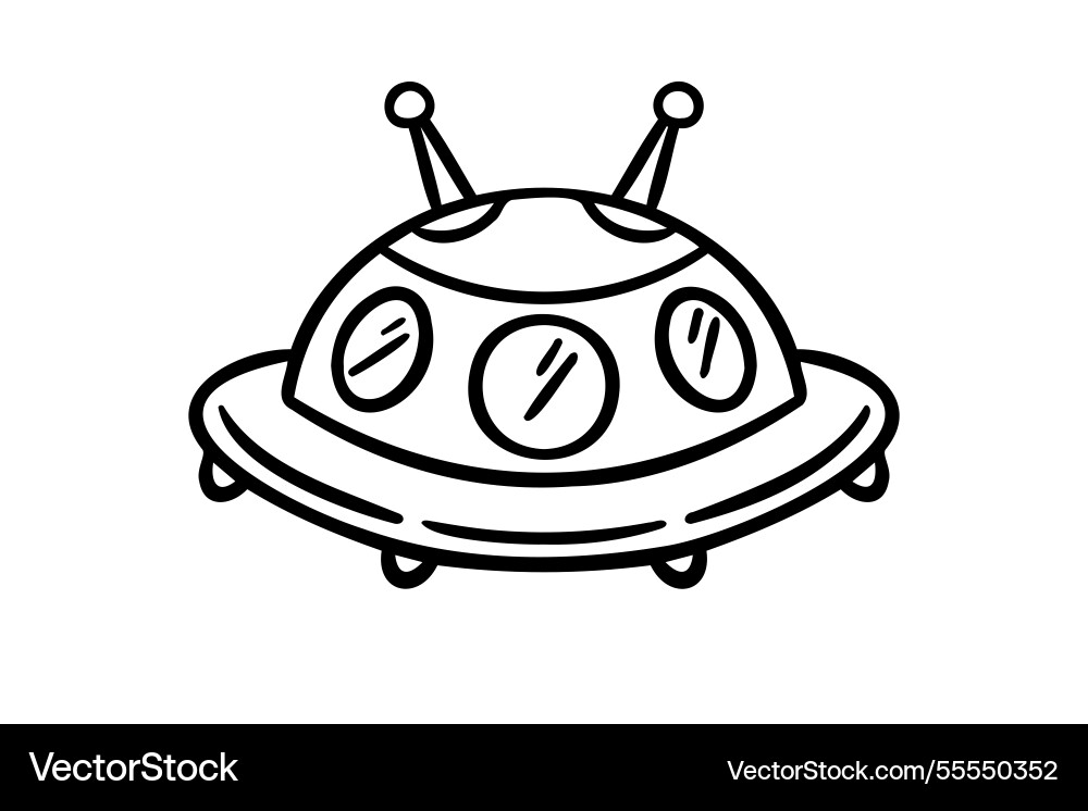 Flying saucer or ufo spaceship doodle hand drawn – Royalty-Free Vector ...