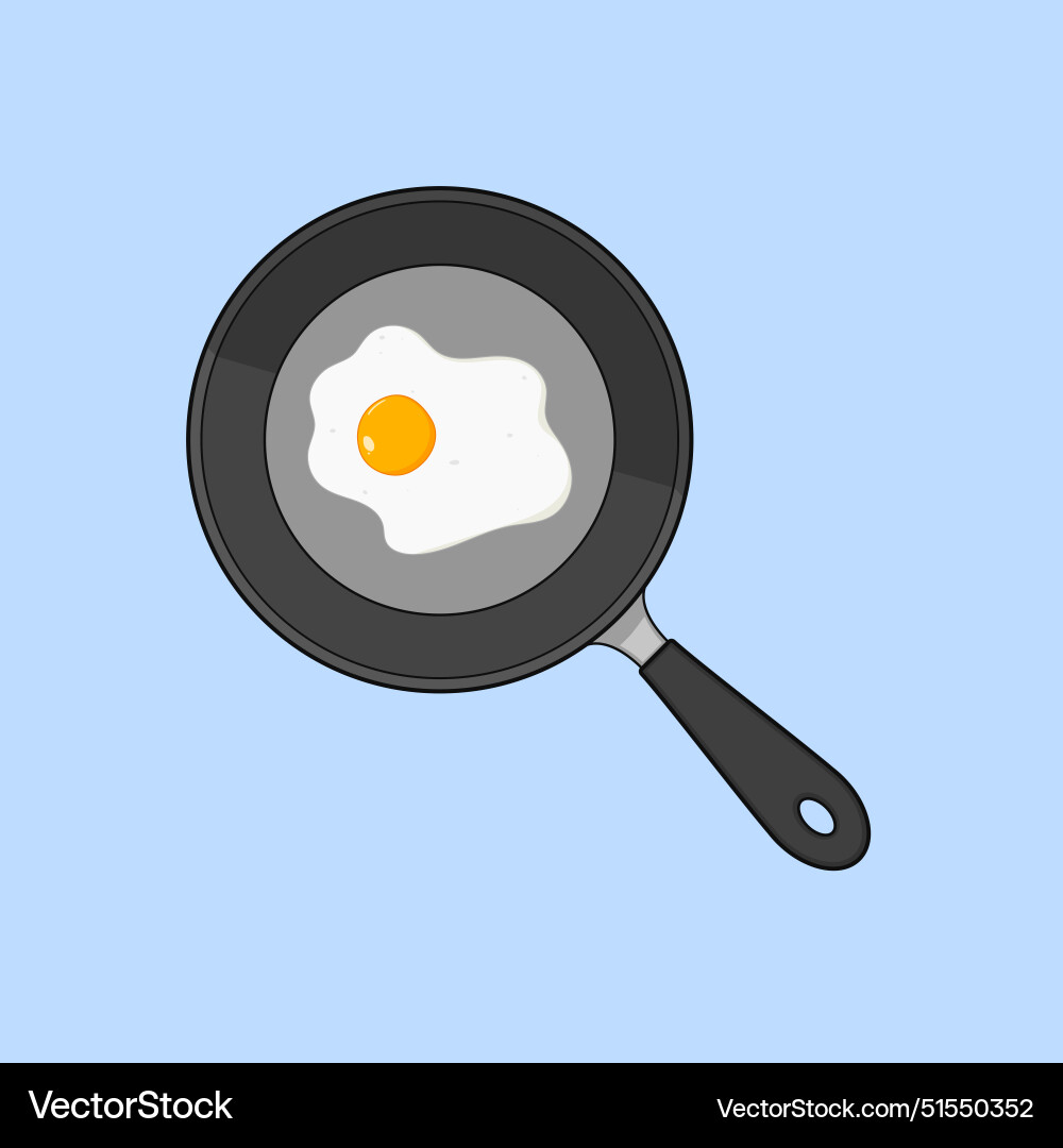 Fried egg in frying pan icon Royalty Free Vector Image