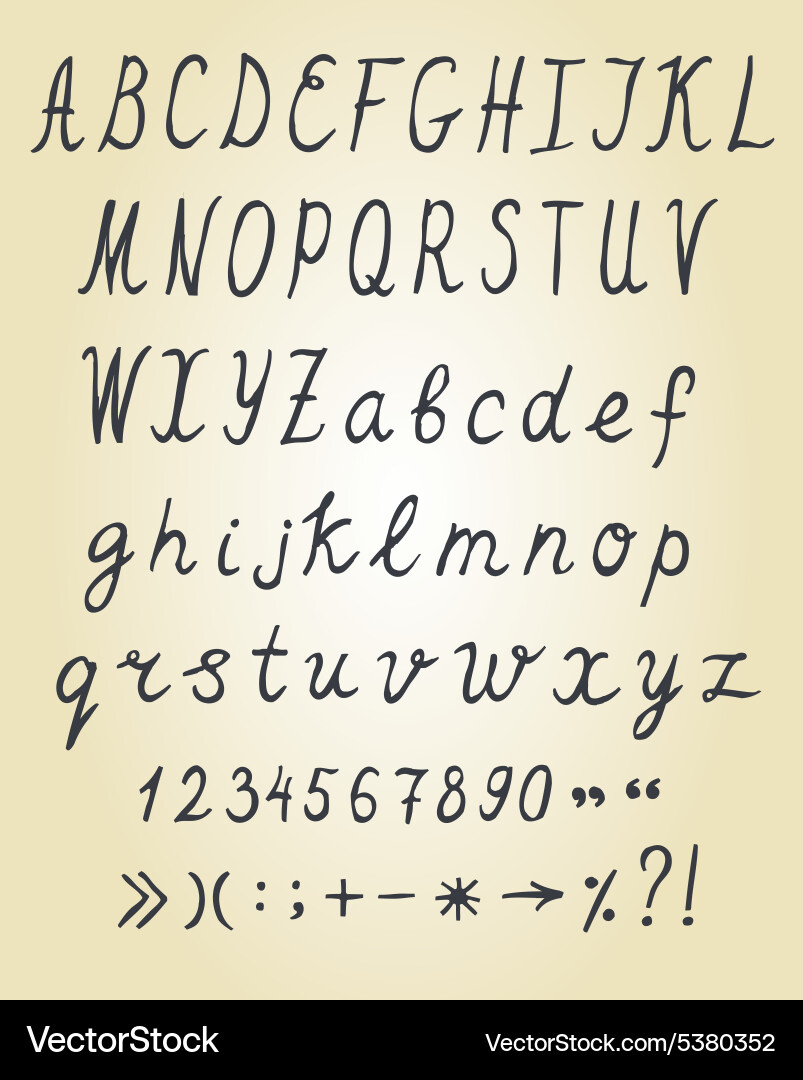 Handwritten alphabet Royalty Free Vector Image