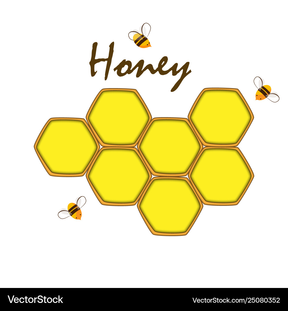Honey comb label template design emblem Royalty Free Vector