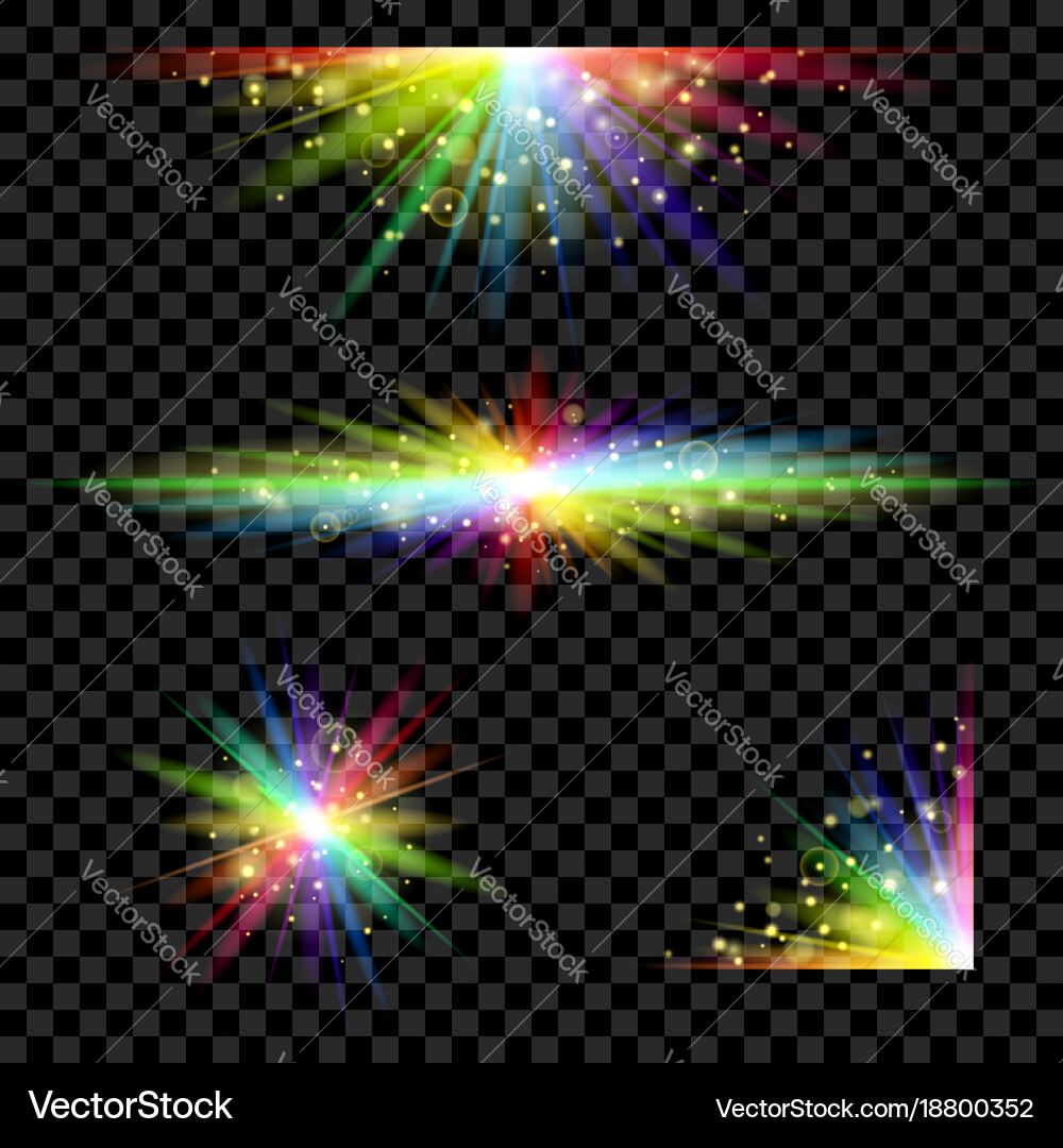 Rainbow Light Rays Set Royalty Free Vector Image