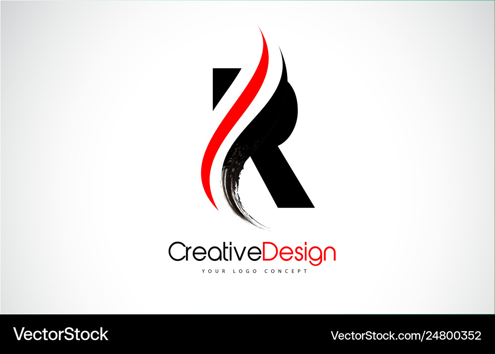 Red and black r letter design brush paint stroke Vector Image