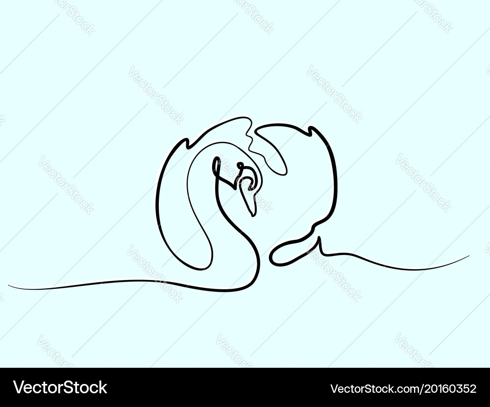 Swan logo one line drawing Royalty Free Vector Image