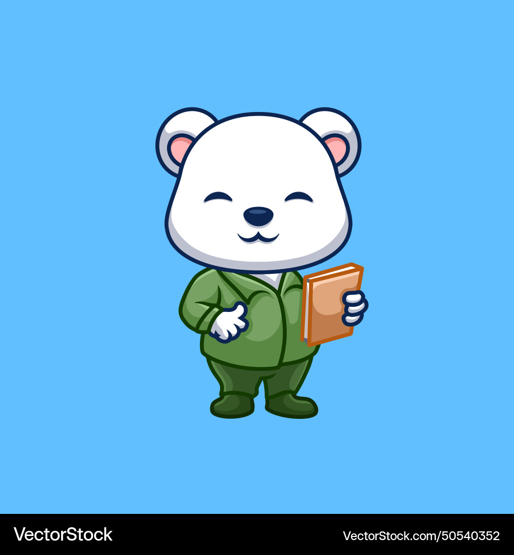 Teacher polar bear cute cartoon Royalty Free Vector Image