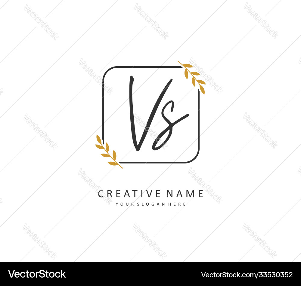 V s vs initial letter handwriting and signature Vector Image