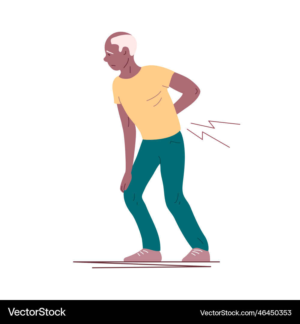 A man with back pain on white background Vector Image