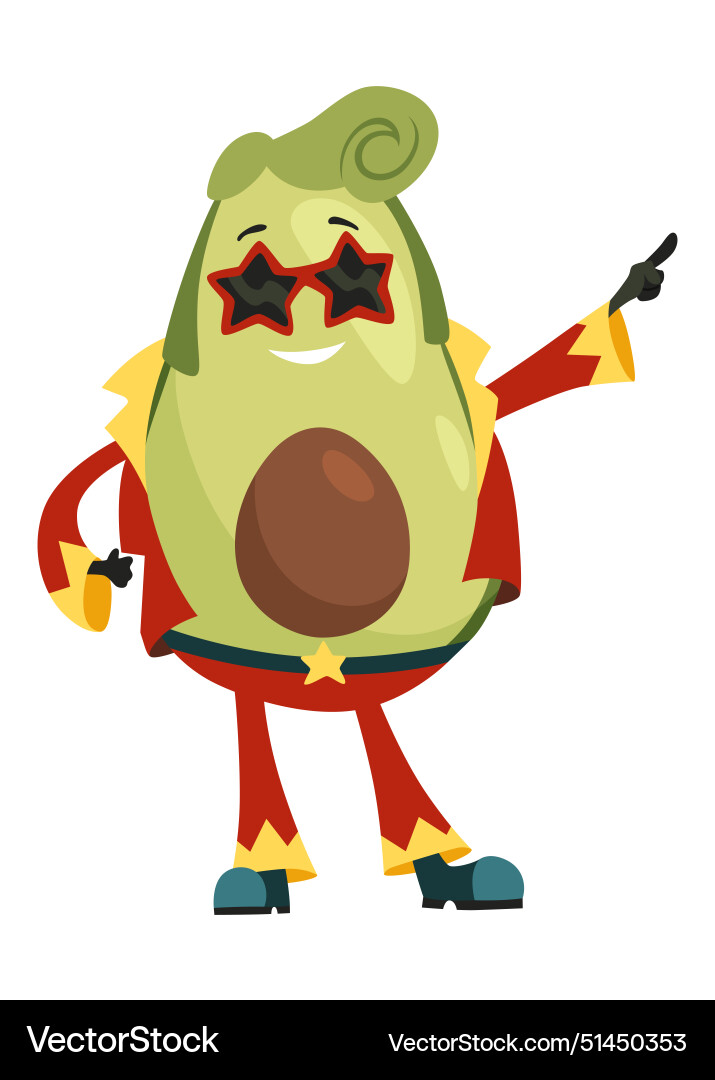 Avocado character with happy emotions cheerful Vector Image