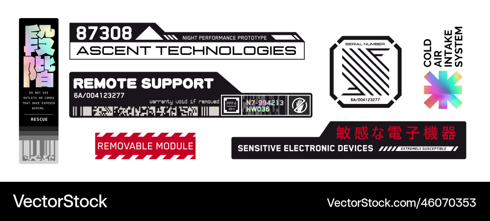 Cyberpunk decal sticker label Royalty Free Vector Image