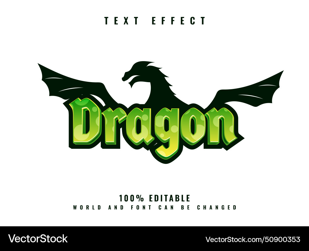 Fantasy dragon game logo title text effect Vector Image