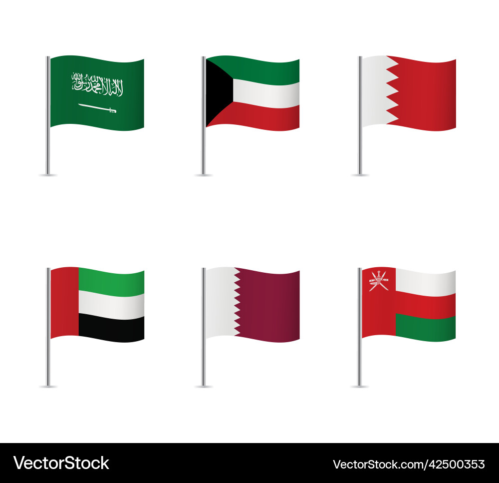 Gulf Cooperation Council Flags Royalty Free Vector Image