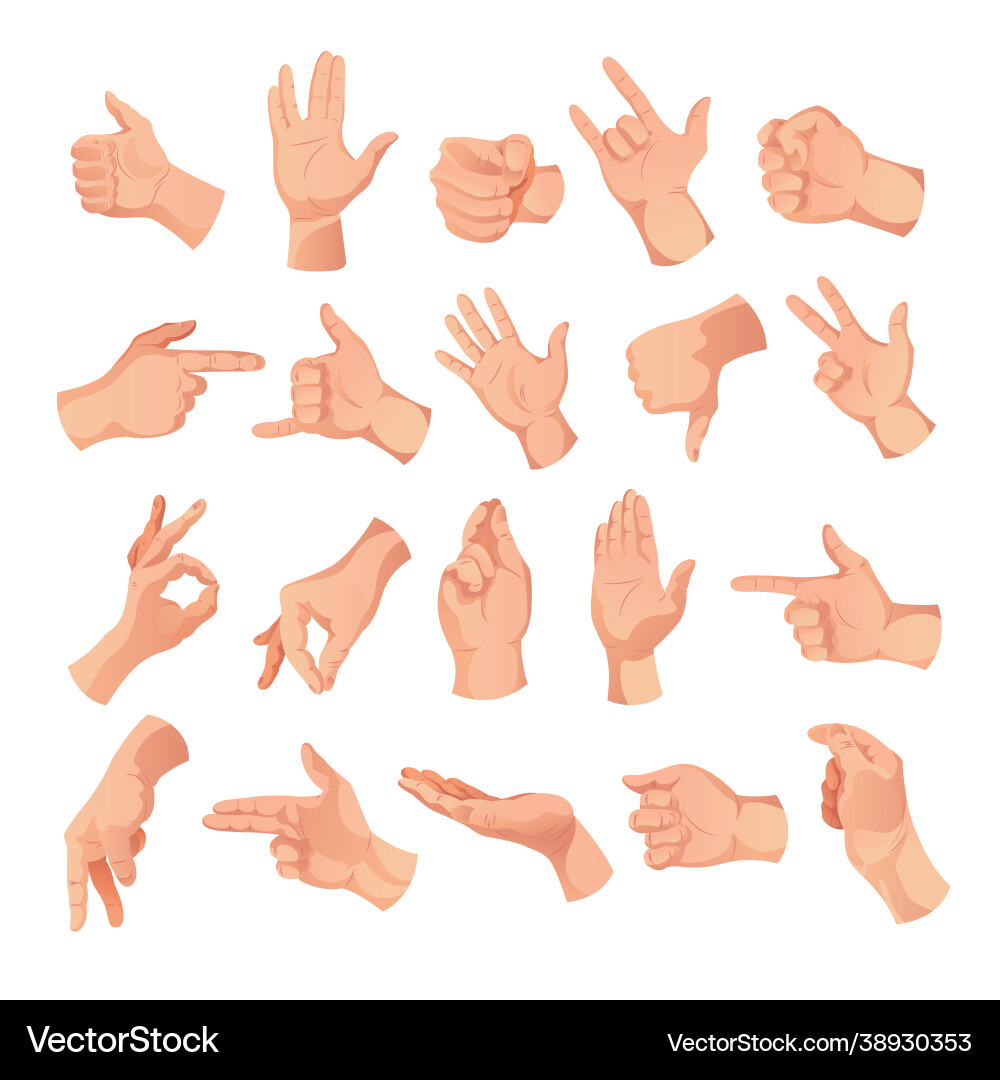 Human hand gestures collection Royalty Free Vector Image