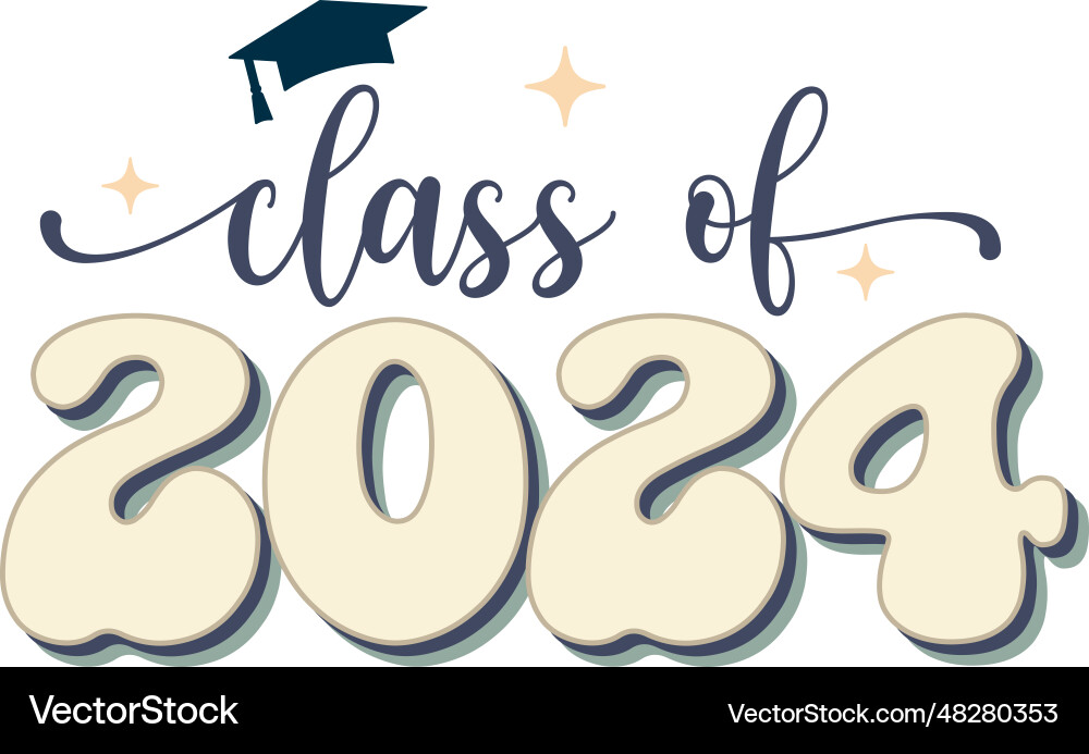 Klasse 2024 Retro Graduierung SVG Lizenzfreies Vektorbild