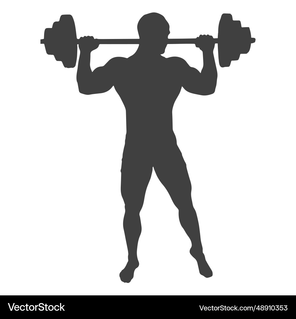 Man lifting barbell silhouette Royalty Free Vector Image