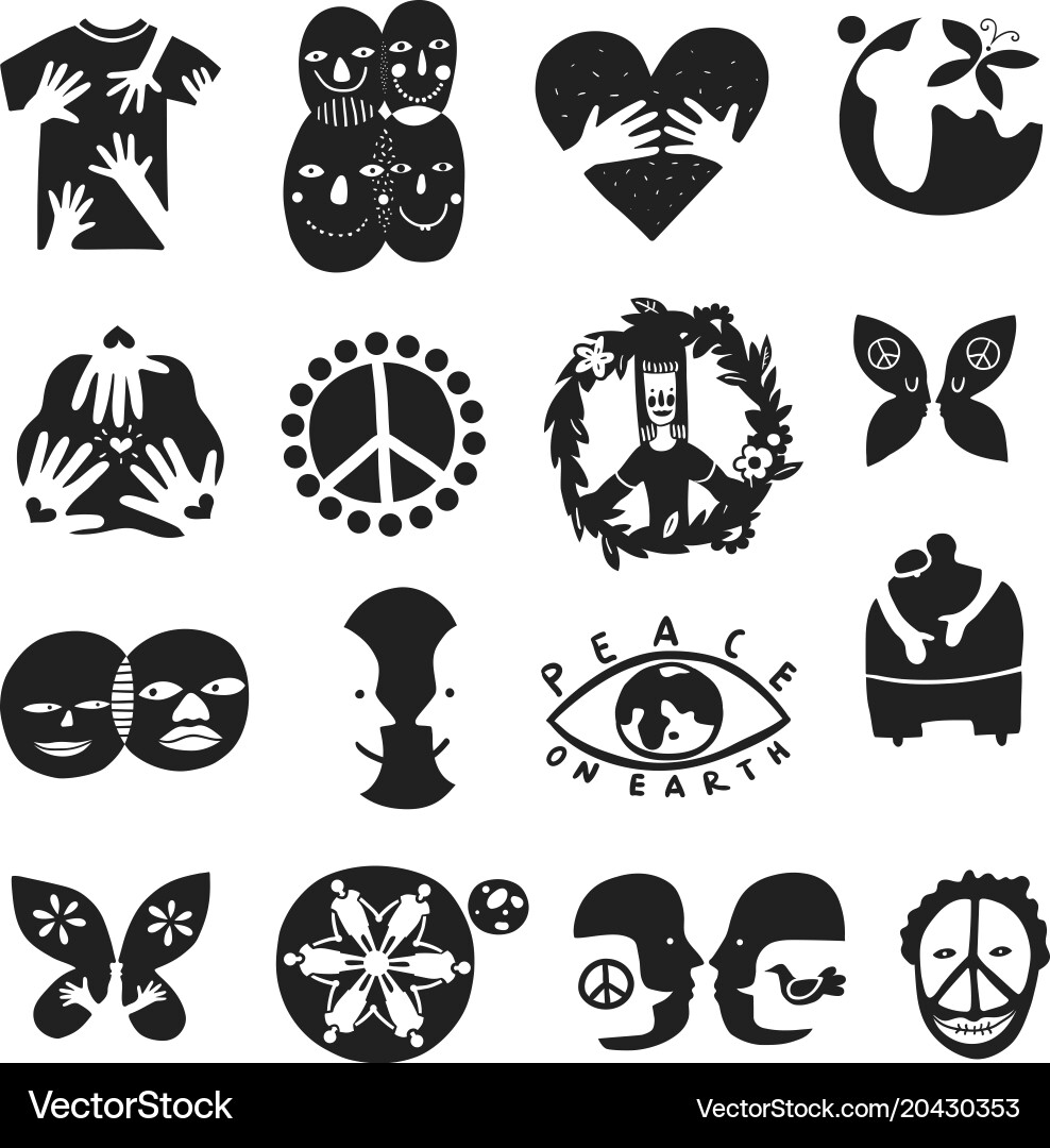 Monochrome Friendship Symbols Royalty Free Vector Image