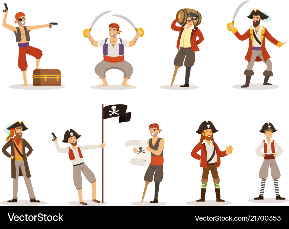 Pirate Sailors - Filibusterer Crew Royalty Free Vector Image