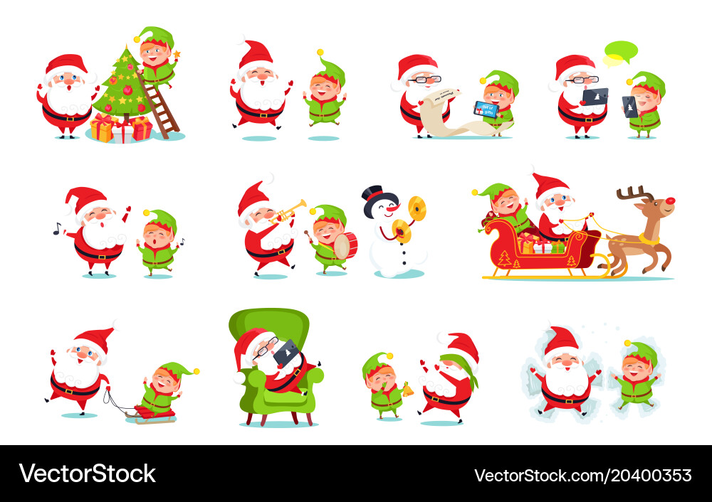 Santa claus activities set Royalty Free Vector Image