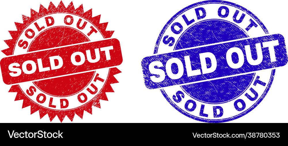 Sold out rounded and rosette seals with corroded Vector Image