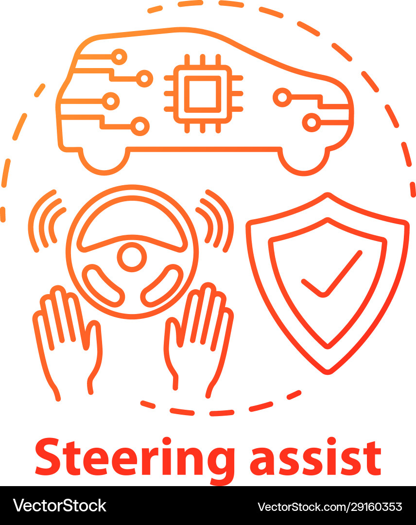 Steering assist concept icon smart car Royalty Free Vector