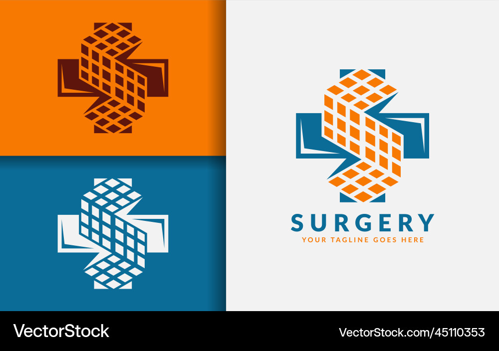 Surgery medical logo design abstract initial Vector Image