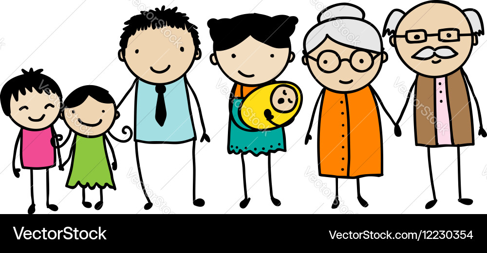 Cheerful Family Doodle Royalty Free Vector Image