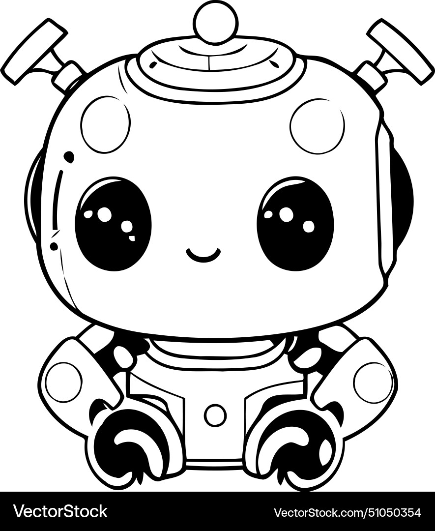 Cute cartoon robot cute little robot Royalty Free Vector
