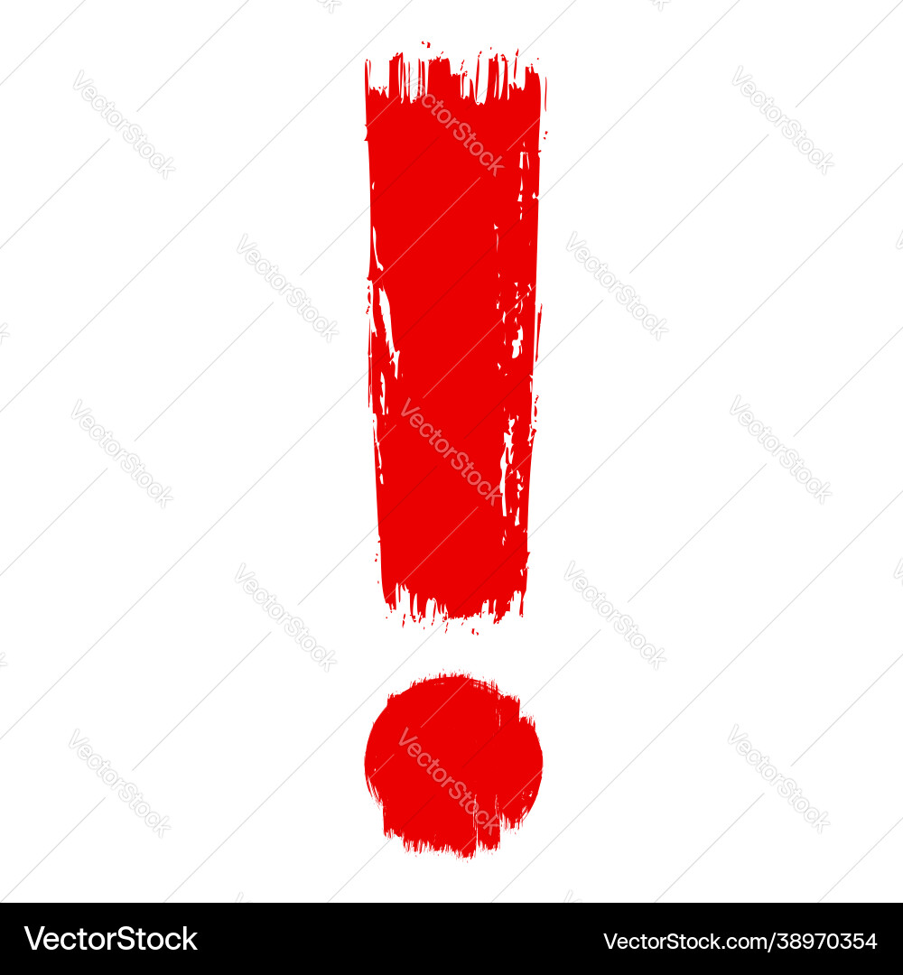 Exclamation point red bleeding mark brush stroke Vector Image