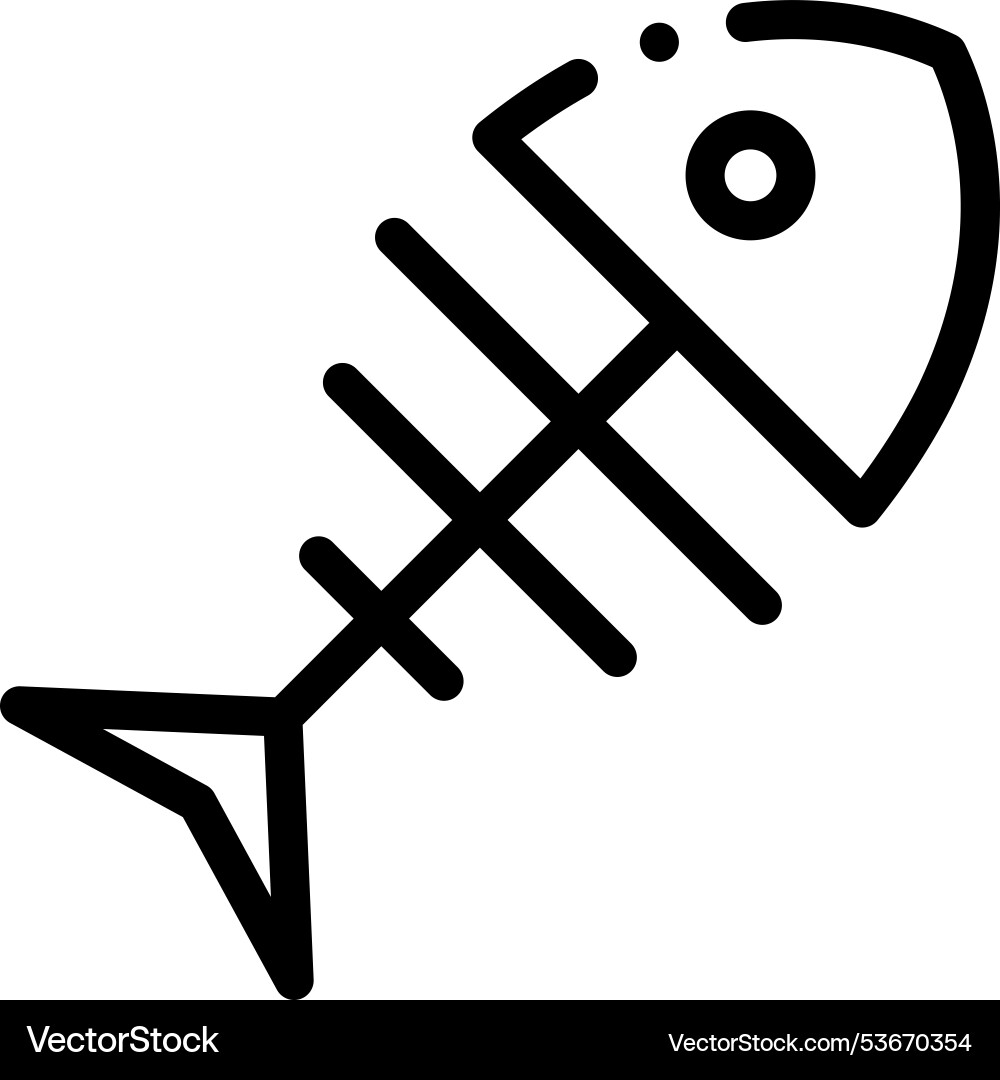 Fish bones icon thin linear style design isolated Vector Image