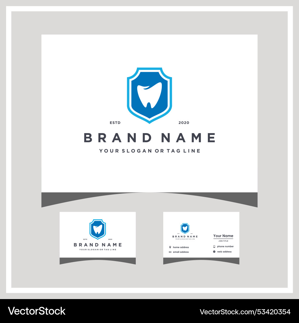 Logo design concept dental shield Royalty Free Vector Image