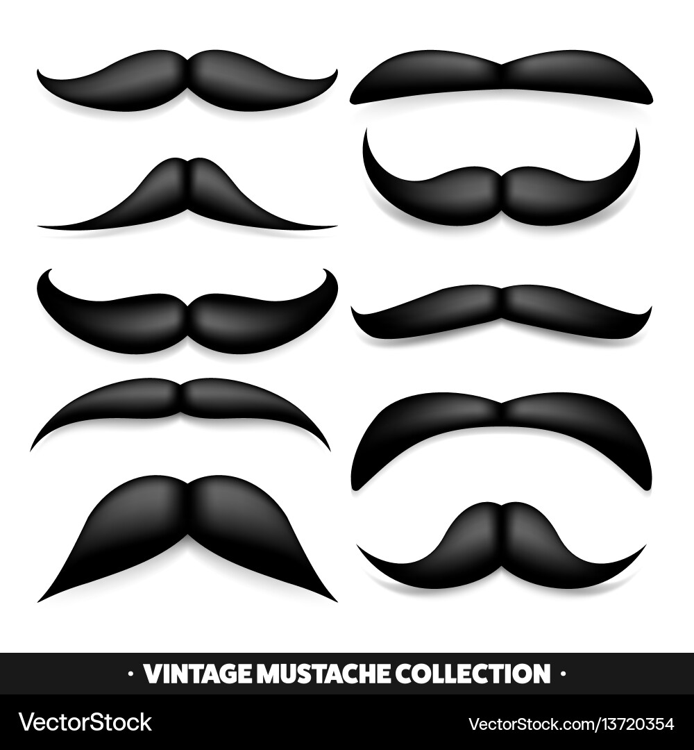 Mustache isolated on white black vintage Vector Image