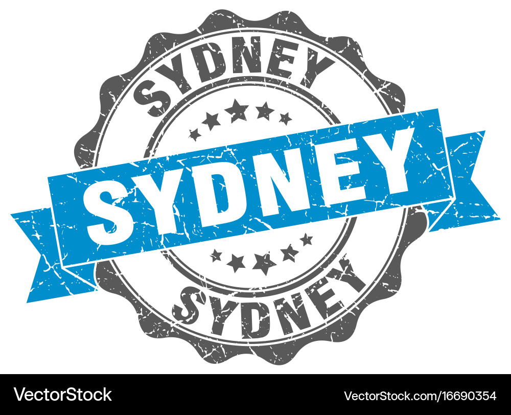 Sydney round ribbon seal Royalty Free Vector Image