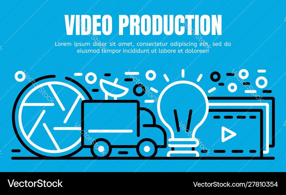 Video production banner outline style Royalty Free Vector