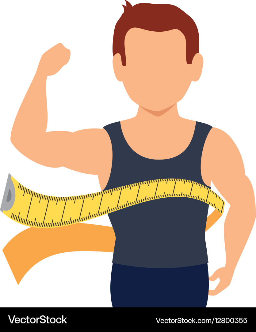 Body male with tape measure Royalty Free Vector Image