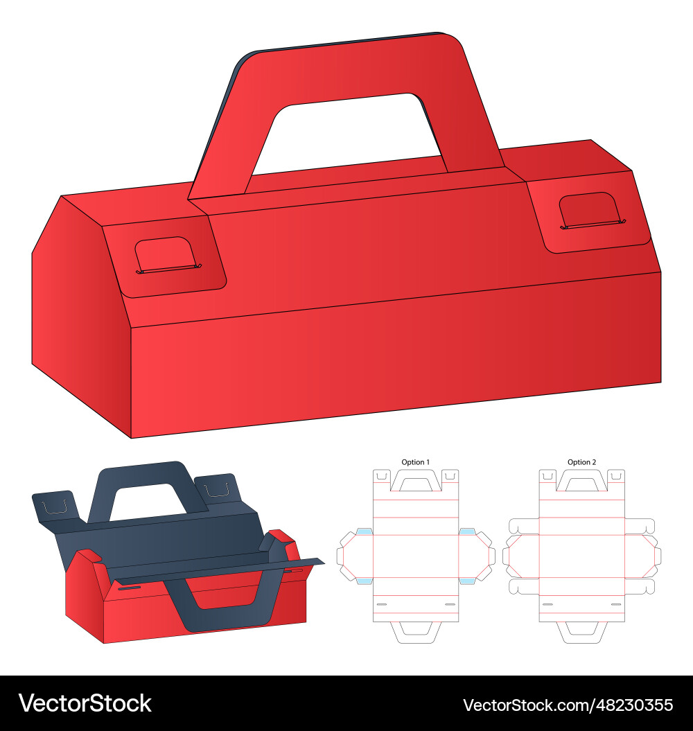 Box Verpackung Stanzschablone Design 3d Mock-up Vektorbild