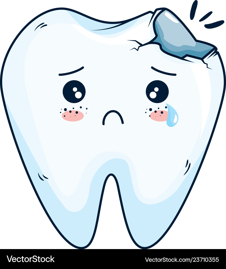 Comic Zahn gebrochen kawaii Charakter Lizenzfreier Vektor