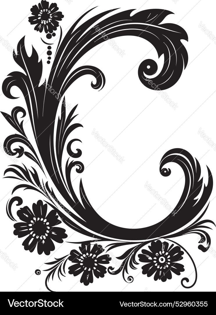Curved symmetry balanced font c art crystal Vector Image