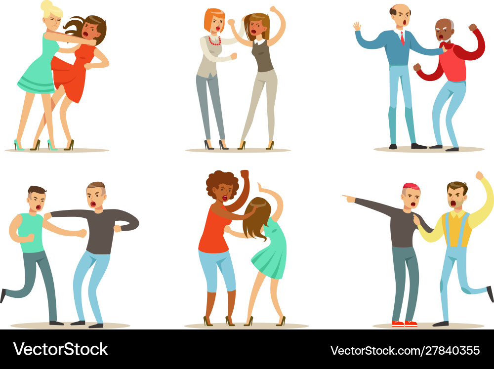 Different people fight violently Royalty Free Vector Image
