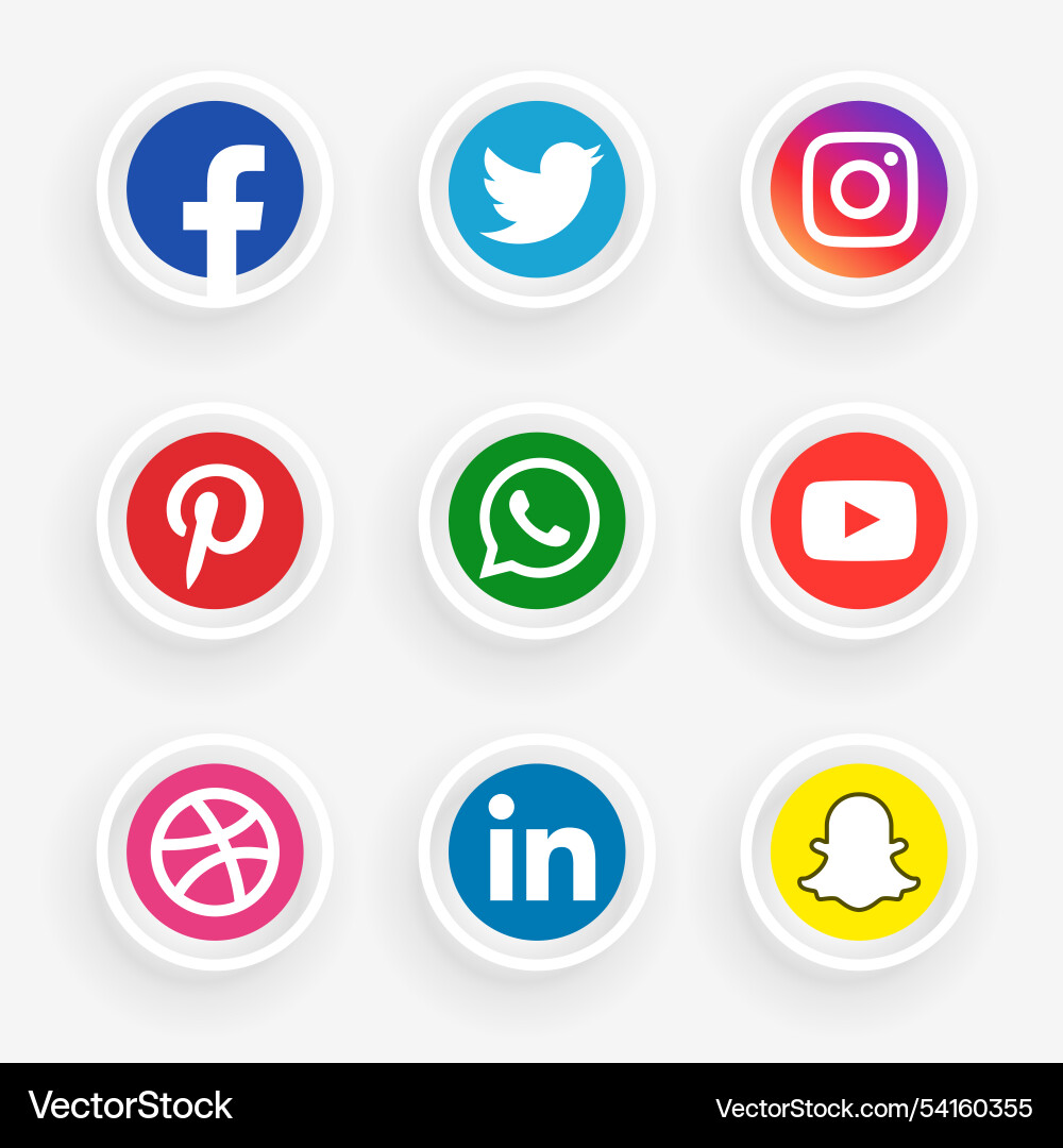 Elegant social media logotype set Royalty Free Vector Image
