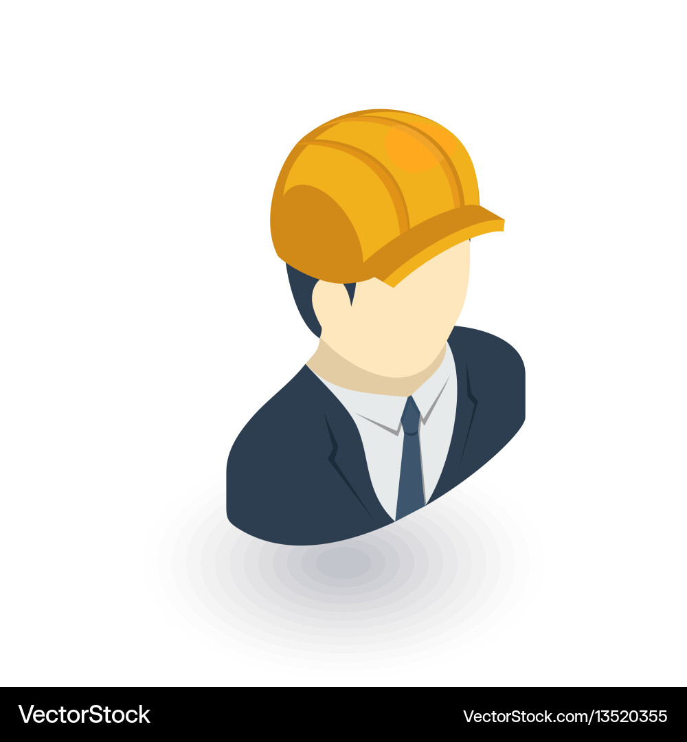 Engineer avatar architect in helmet isometric Vector Image