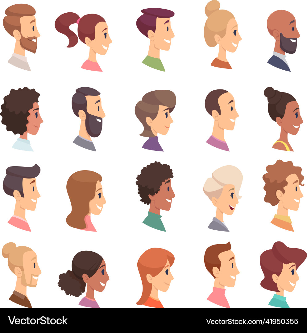 Faces profile avatars people expression simple Vector Image
