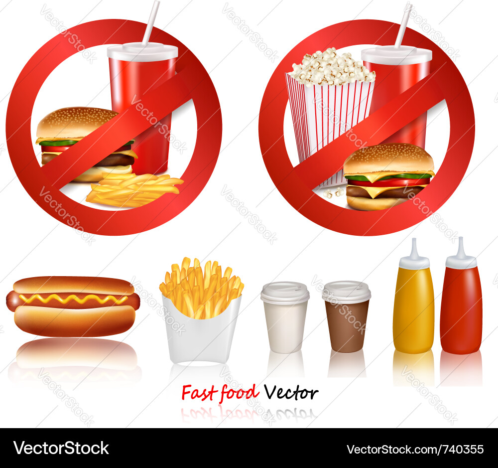 Fast Food Warning Labels Royalty Free Vector Image