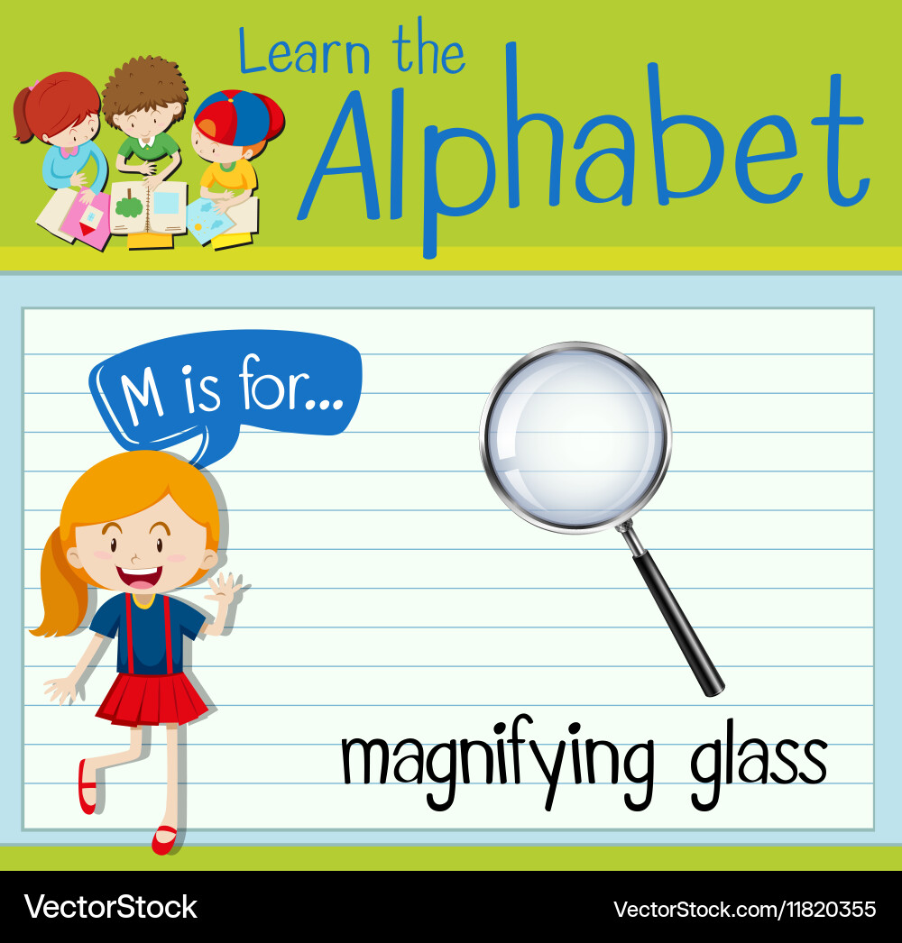 Flashcard letter m is for magnifying glass Vector Image