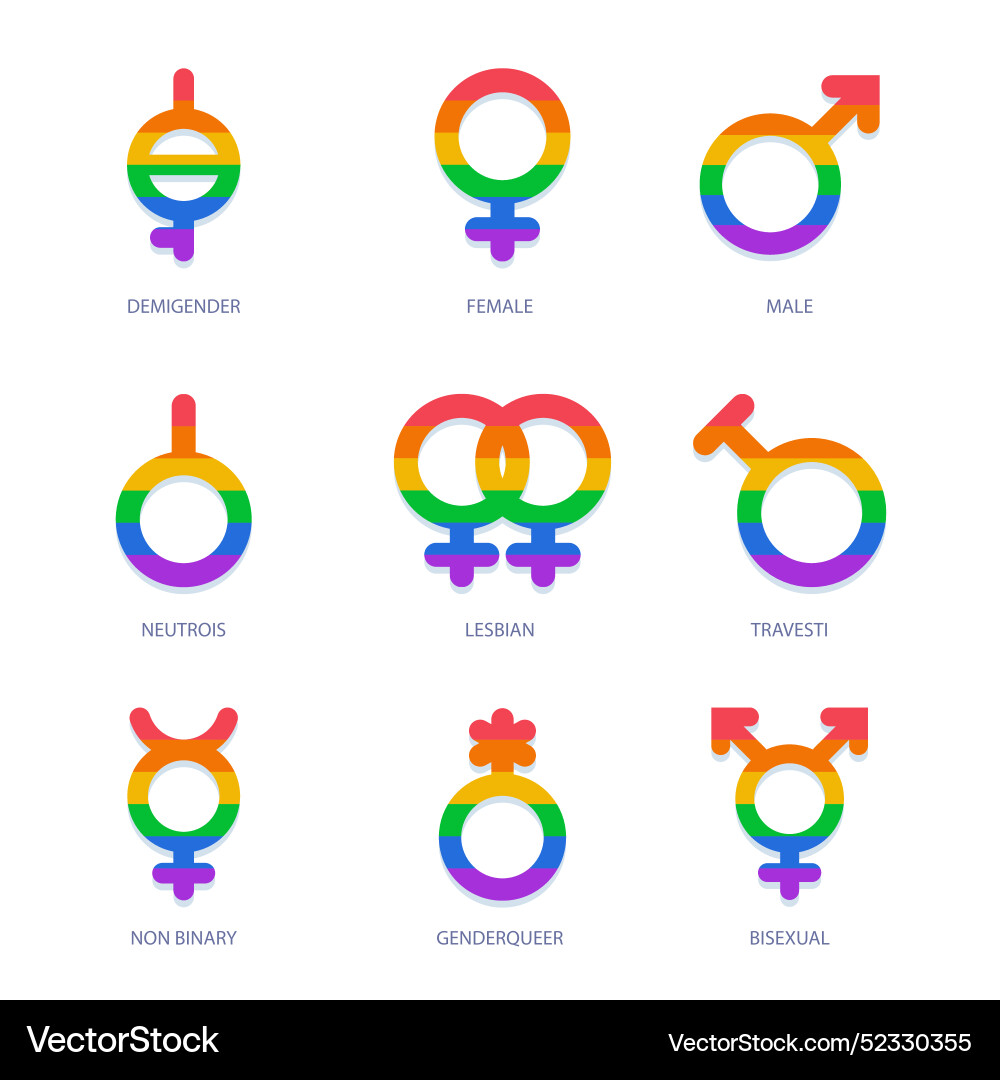 Flat pride month lgbt symbols collection Vector Image