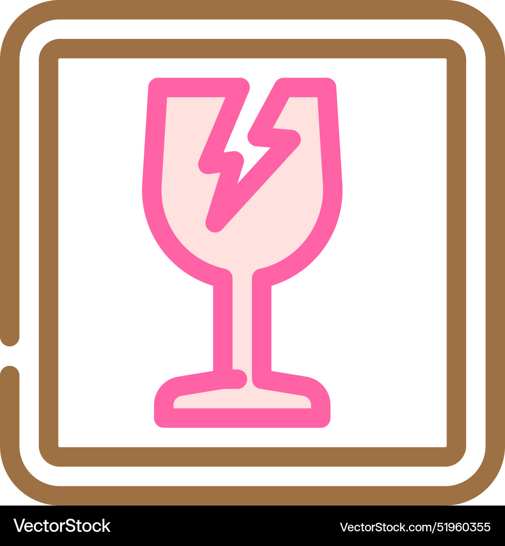 Fragile product label warning color icon Vector Image