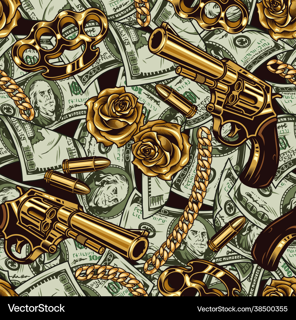 Gangster and money vintage seamless pattern Vector Image