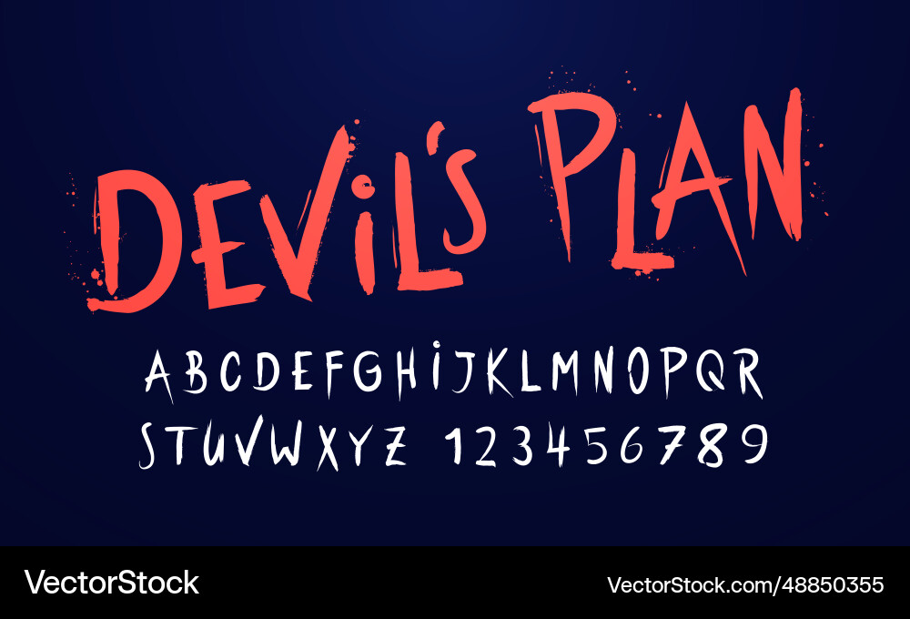 Handmade brush font grunge style typography Vector Image