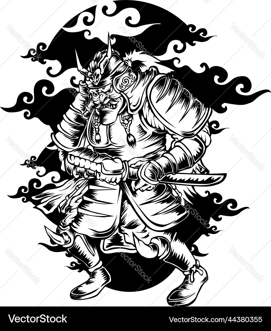 Japanese samurai warrior vintage Royalty Free Vector Image
