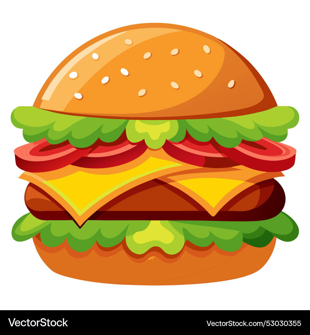 Juicy cheeseburger with bacon and lettuce Vector Image